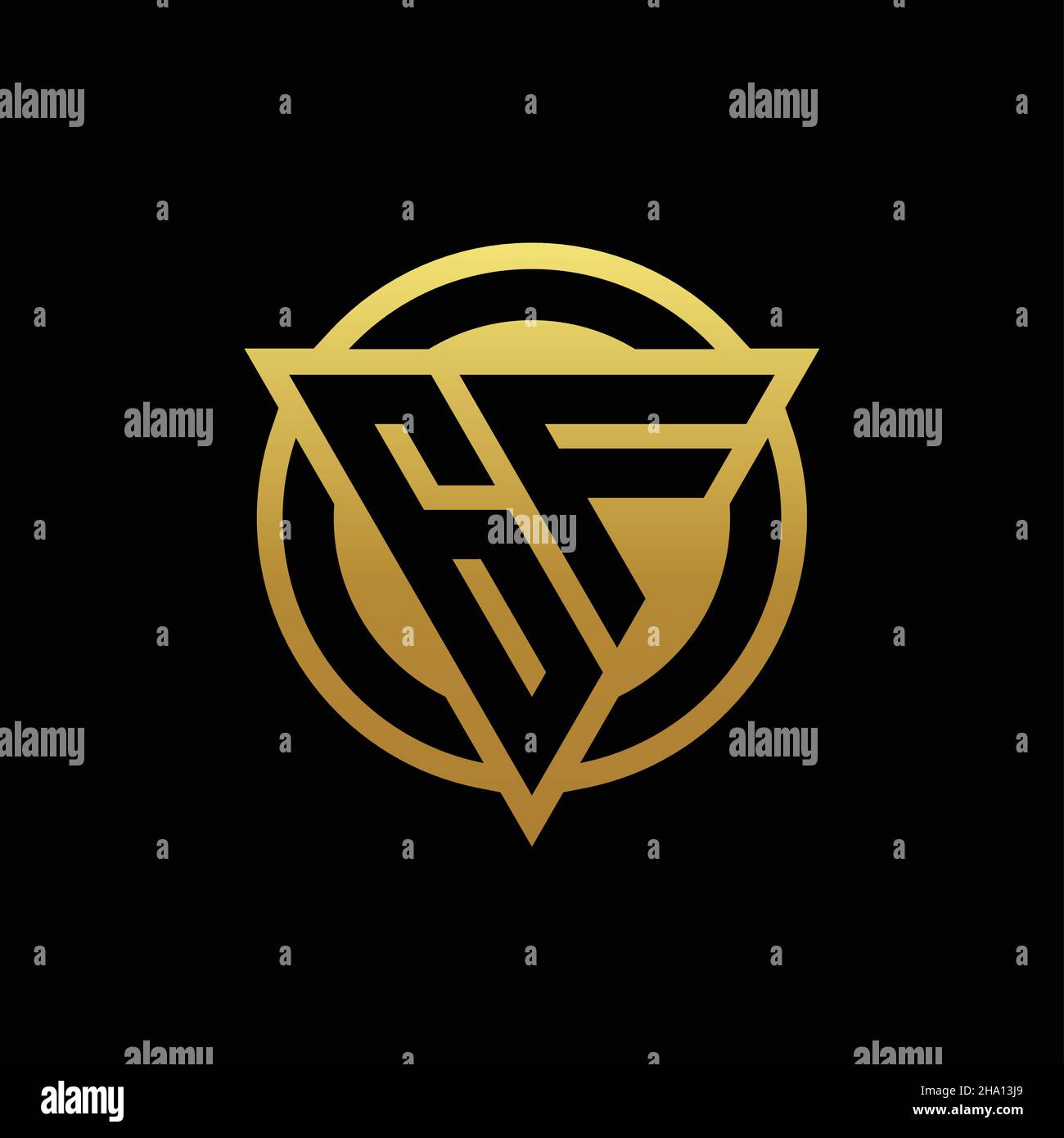 GF logo monogram with triangle shape and circle rounded style isolated ...