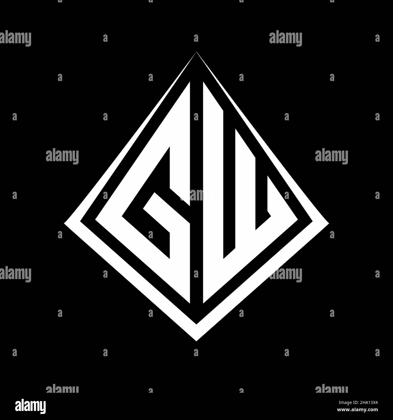 GW logo letters monogram with prisma shape design template vector icon ...