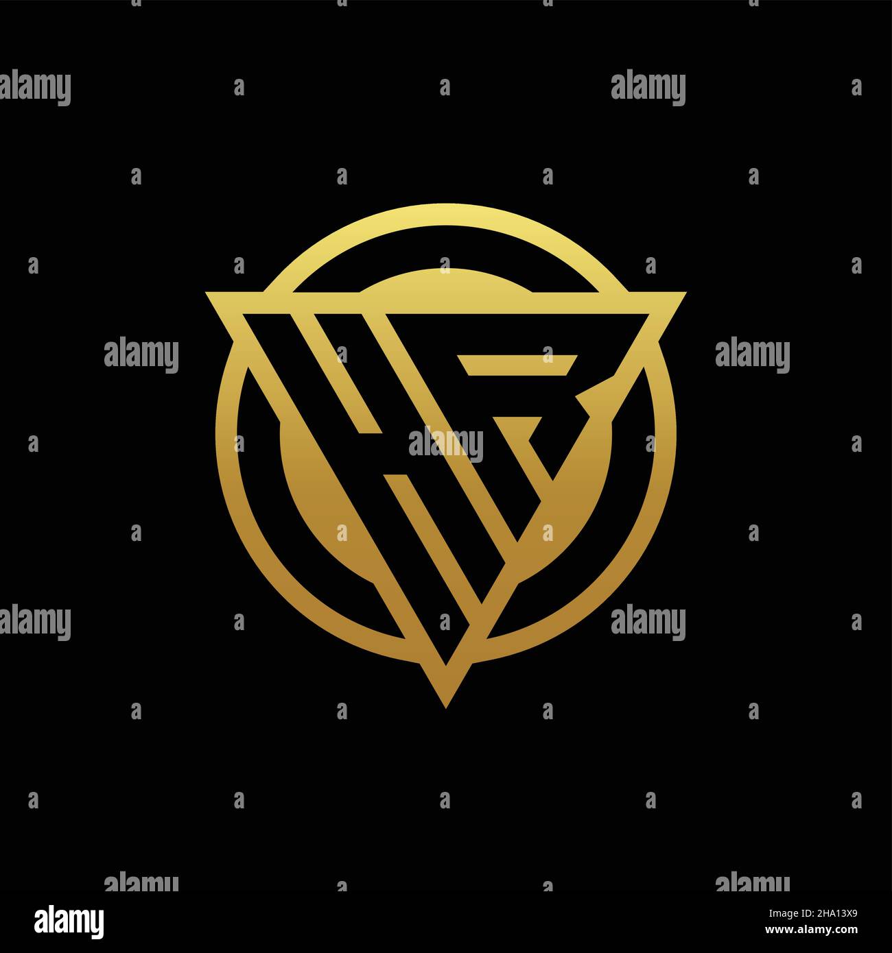 HR logo monogram with triangle shape and circle rounded style isolated ...