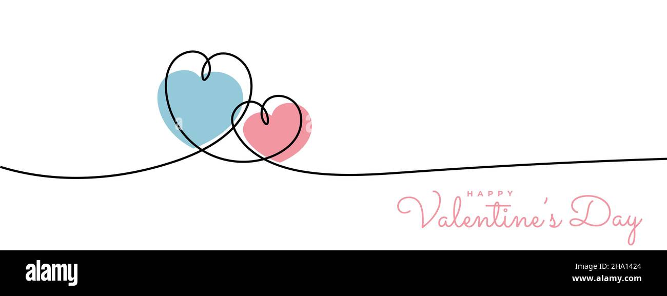 Valentines day line heart. Holiday banner. Vector illustration Stock ...
