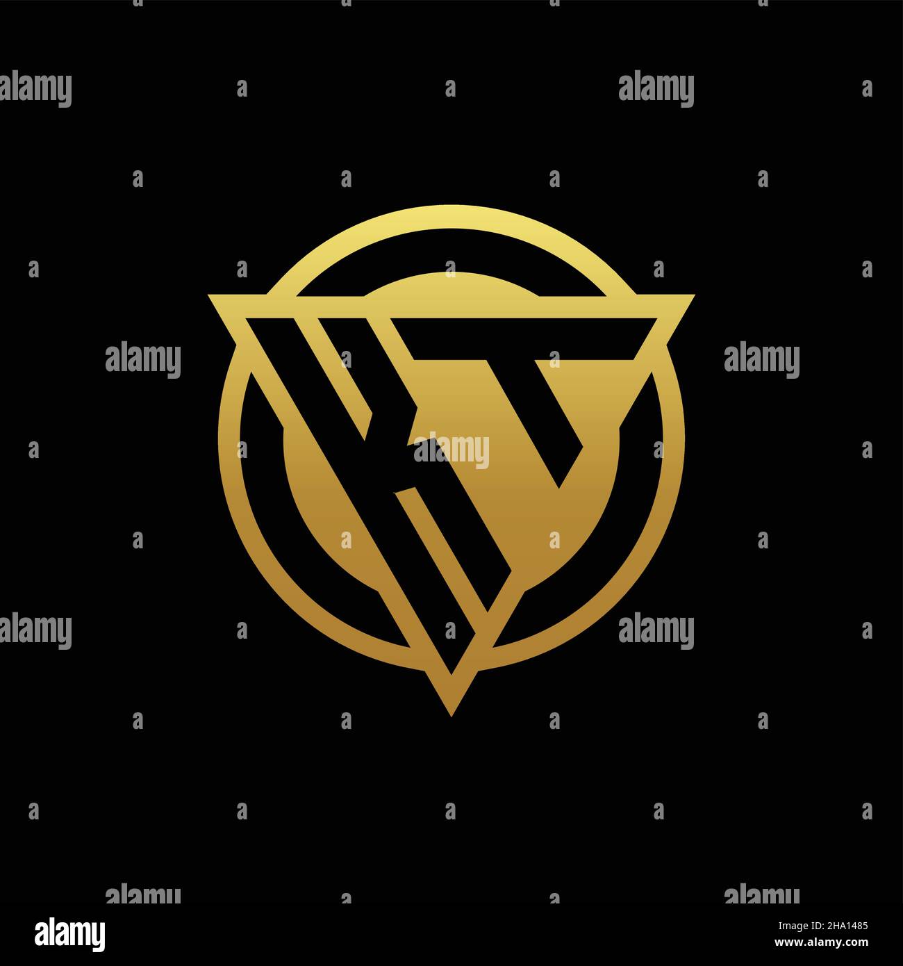 KT logo monogram with triangle shape and circle rounded style isolated ...