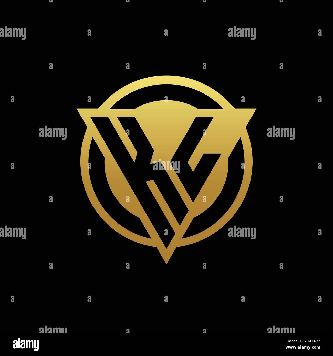 KL logo monogram with triangle shape and circle rounded style isolated ...