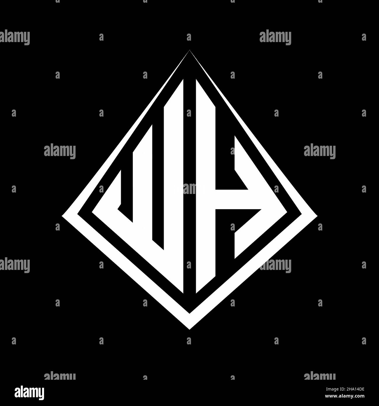WH logo letters monogram with prisma shape design template vector icon ...