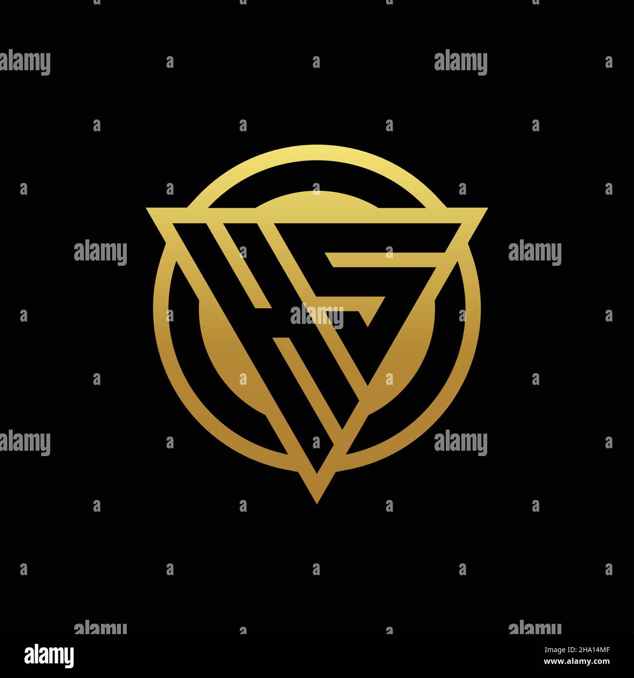 HS logo monogram with triangle shape and circle rounded style isolated ...
