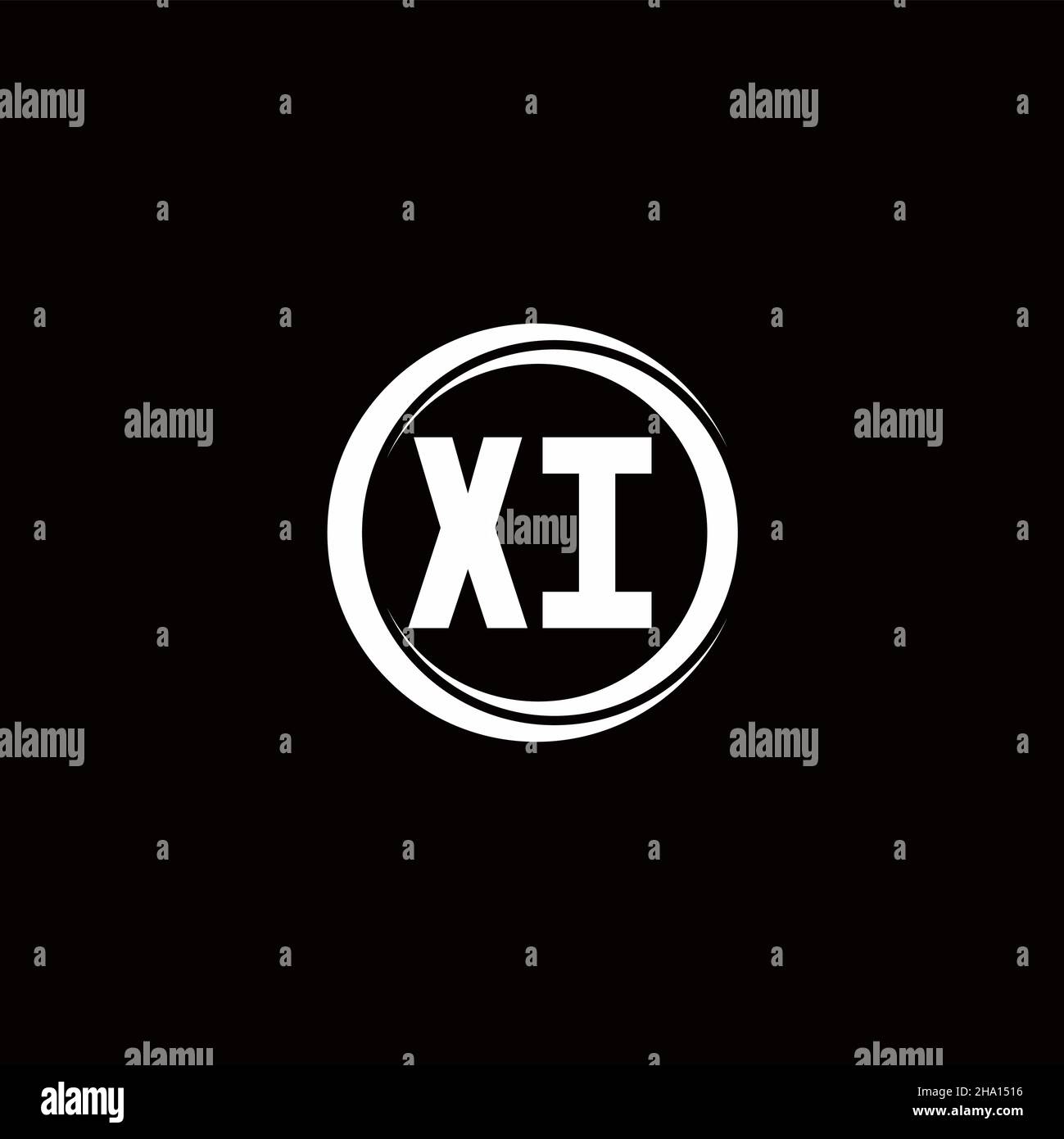XI logo initial letter monogram with circle slice rounded design ...