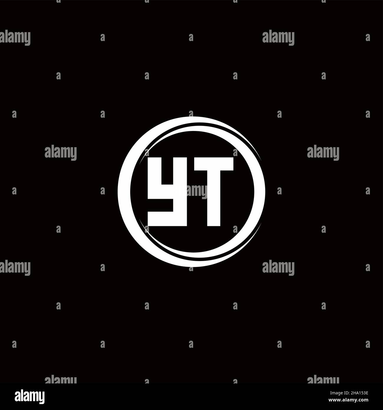 YT logo initial letter monogram with circle slice rounded design ...