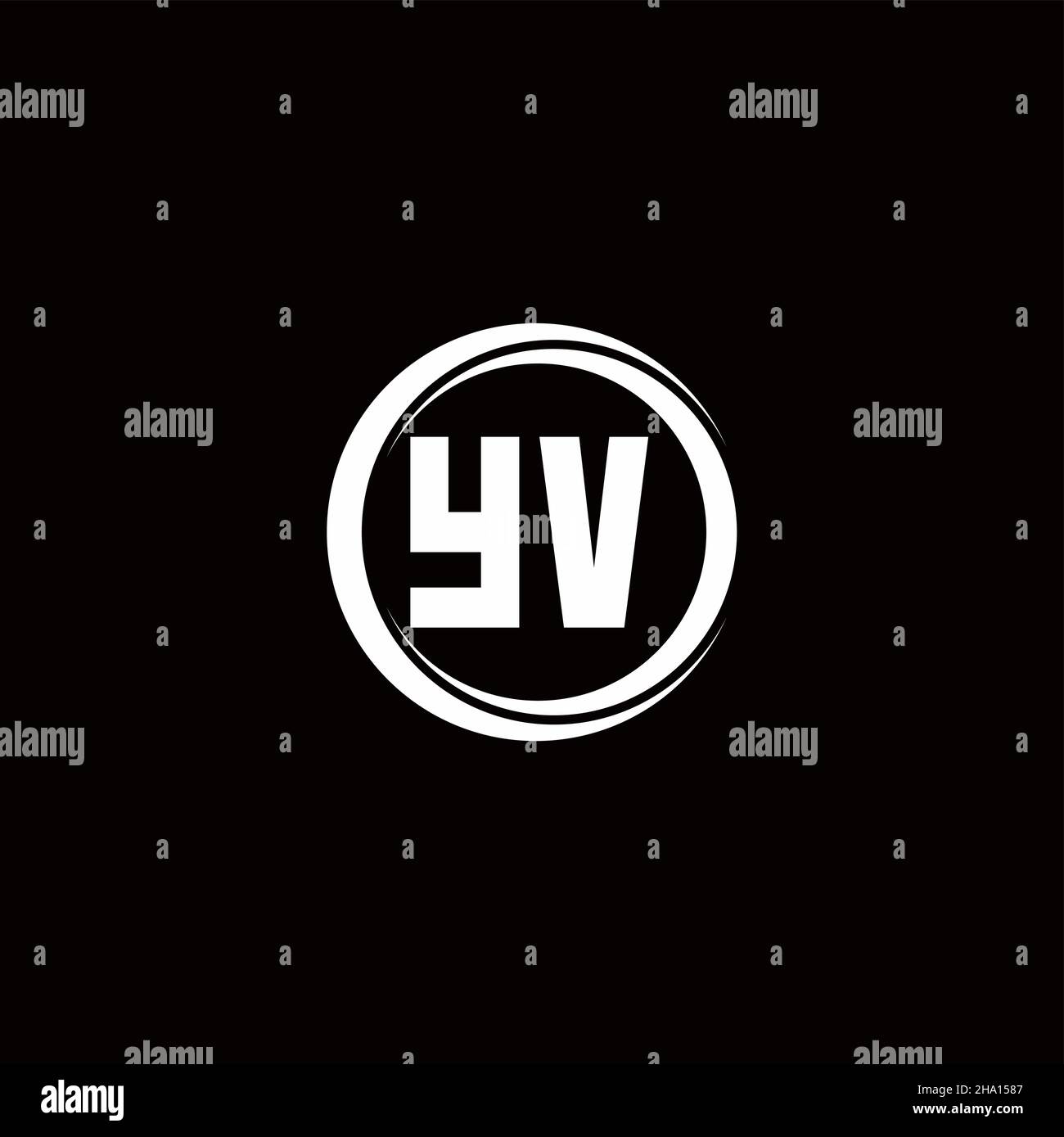 YV logo initial letter monogram with circle slice rounded design ...