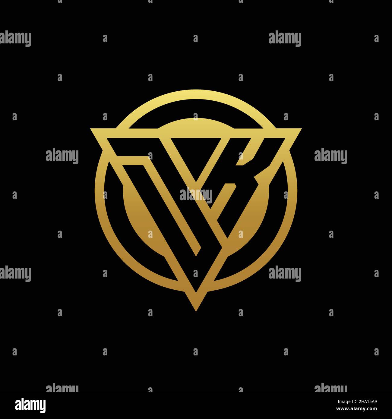 DK logo monogram with triangle shape and circle rounded style isolated ...