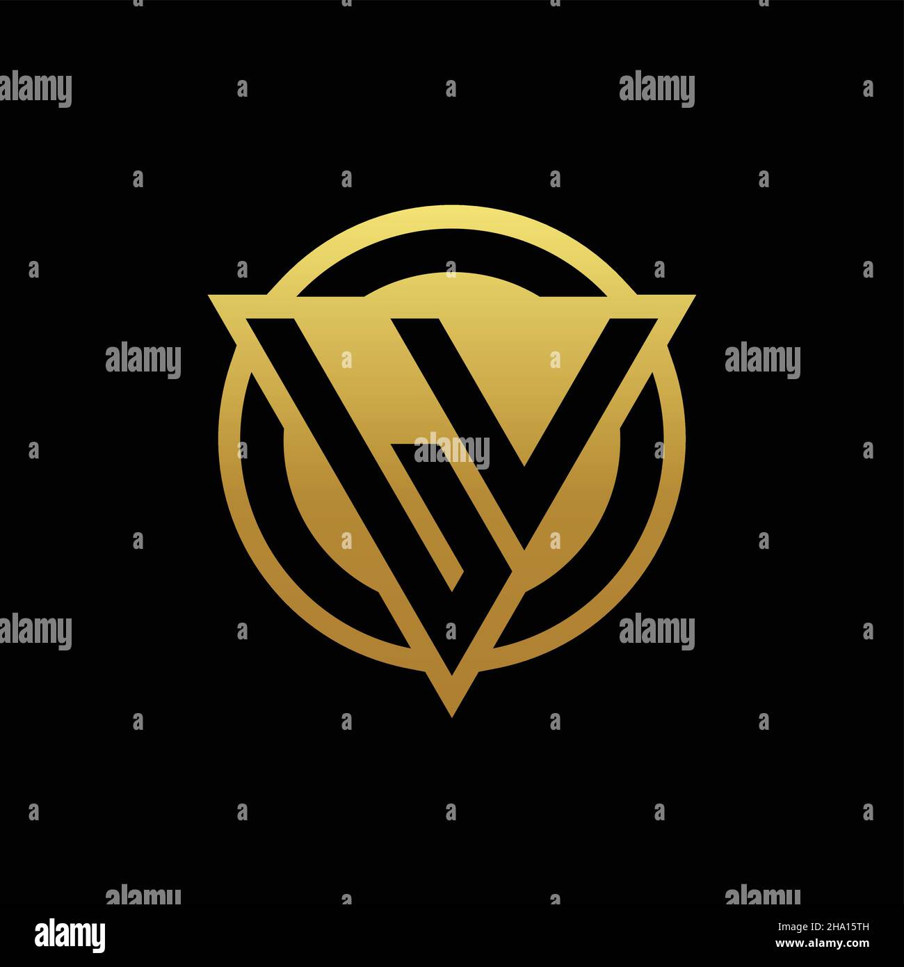 LV logo monogram with triangle shape and circle rounded style isolated ...