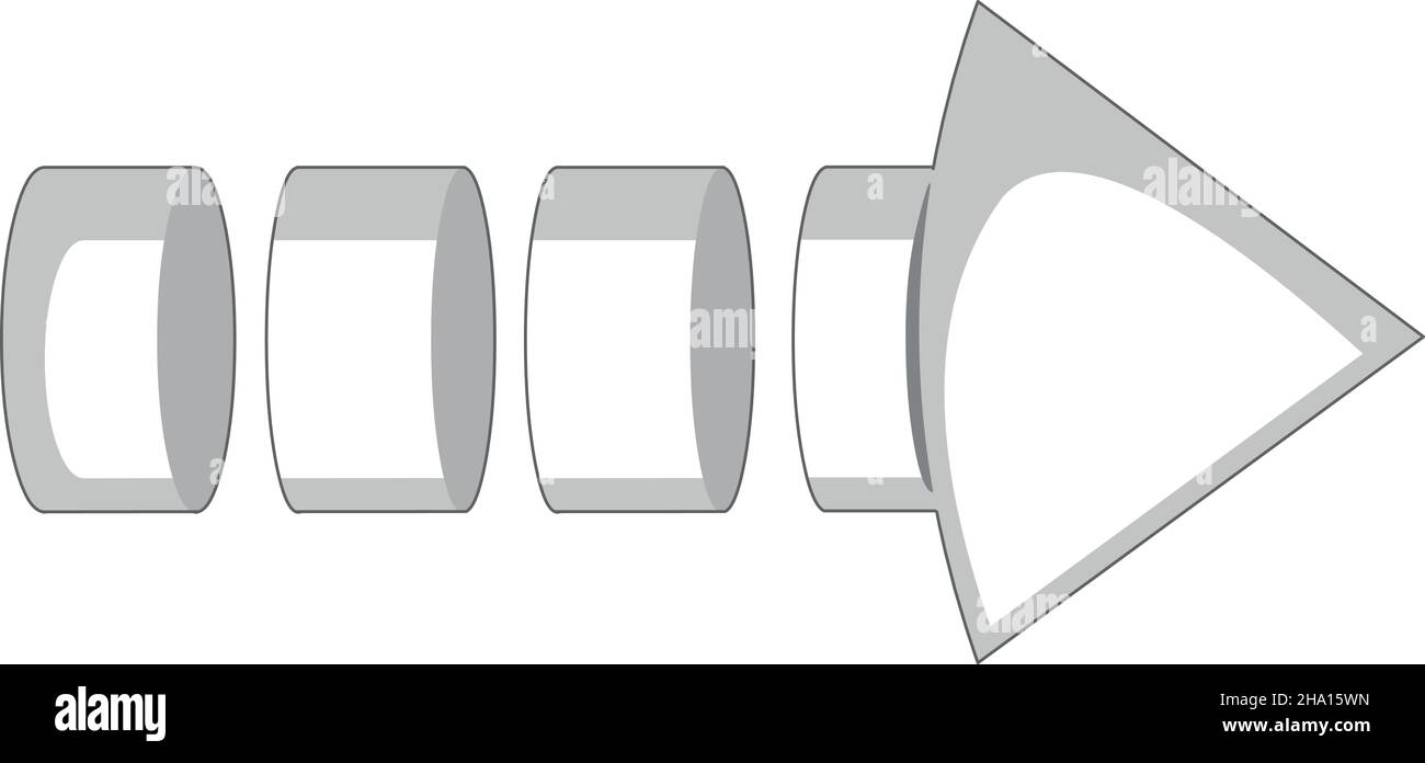 Vector illustration of a white and gray arrow pointing to the right ...