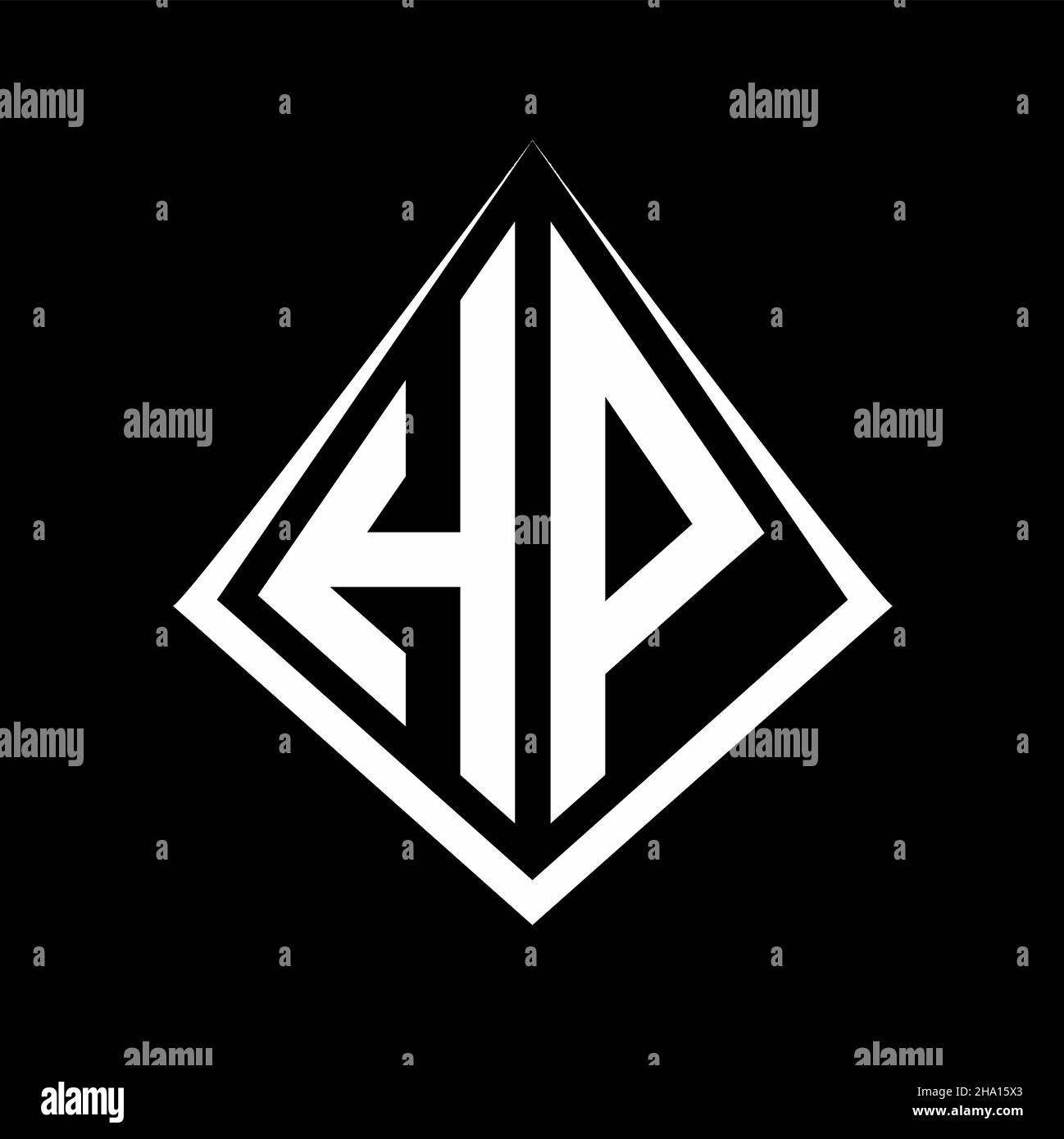 HP logo letters monogram with prisma shape design template vector icon ...