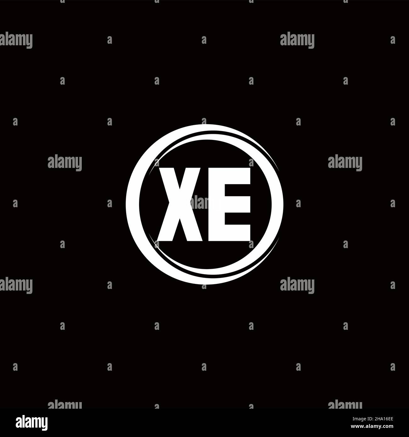 XE logo initial letter monogram with circle slice rounded design ...