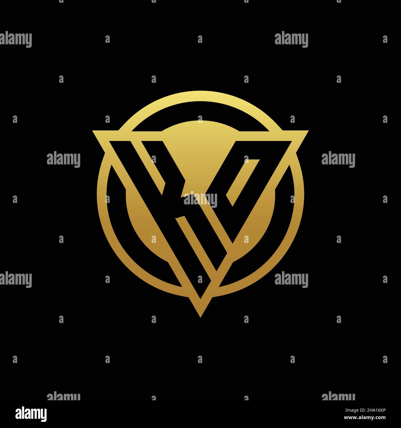 KO logo monogram with triangle shape and circle rounded style isolated ...