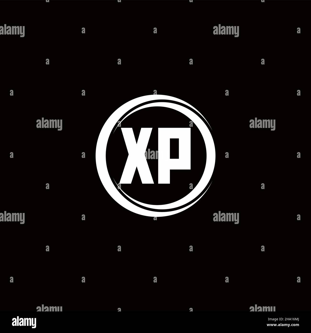 XP logo initial letter monogram with circle slice rounded design ...