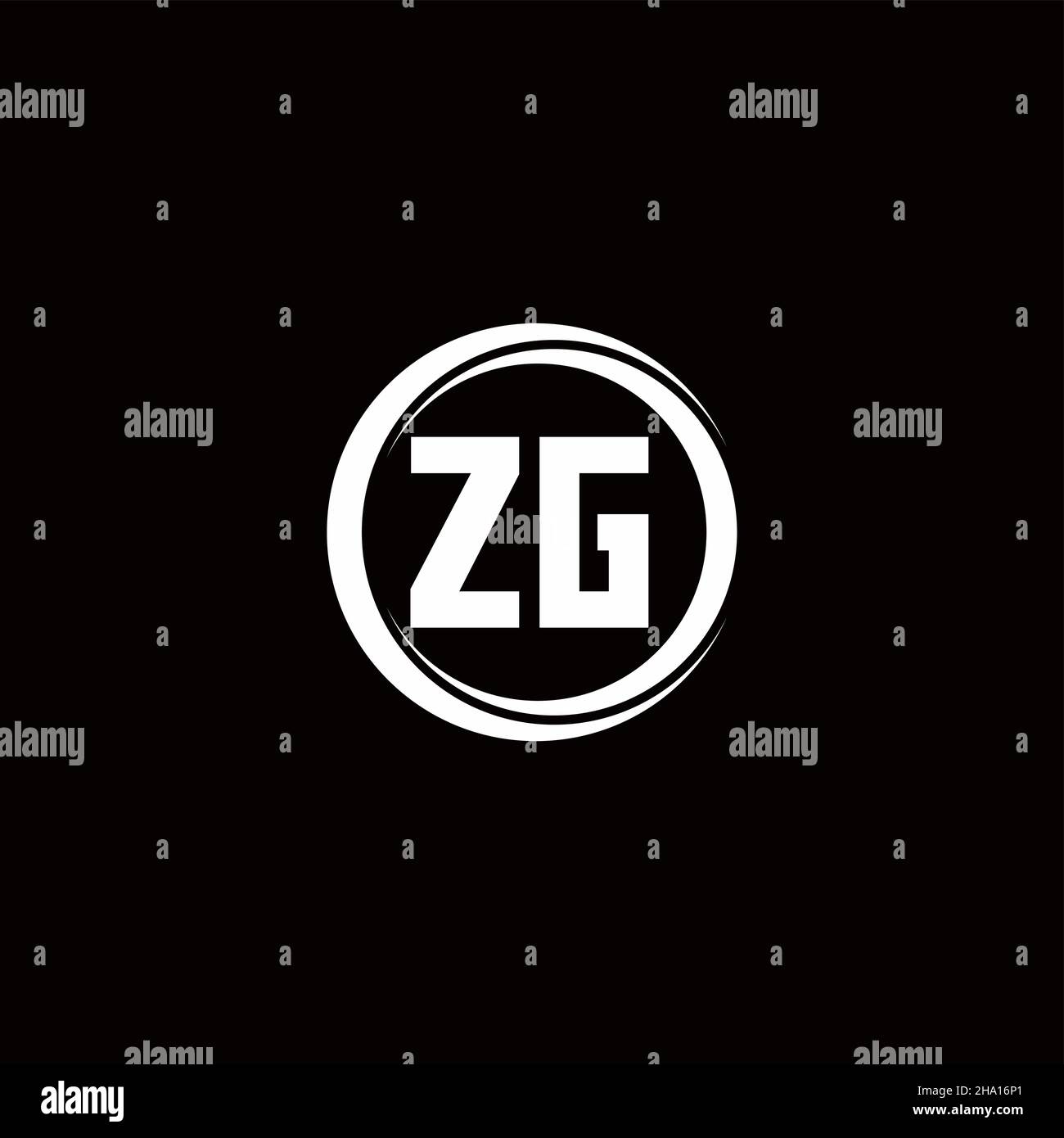 ZG logo initial letter monogram with circle slice rounded design ...