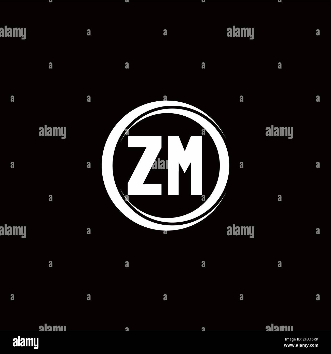 ZM logo initial letter monogram with circle slice rounded design ...