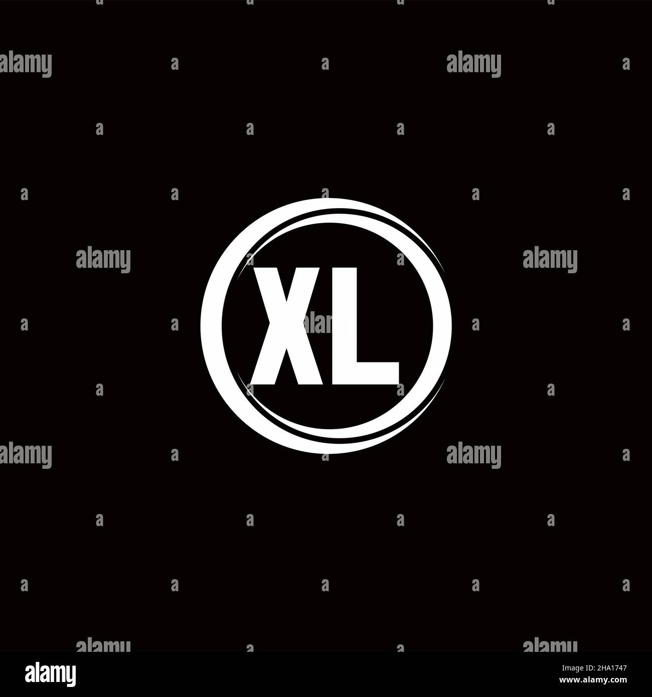 XL logo initial letter monogram with circle slice rounded design template isolated in black ...