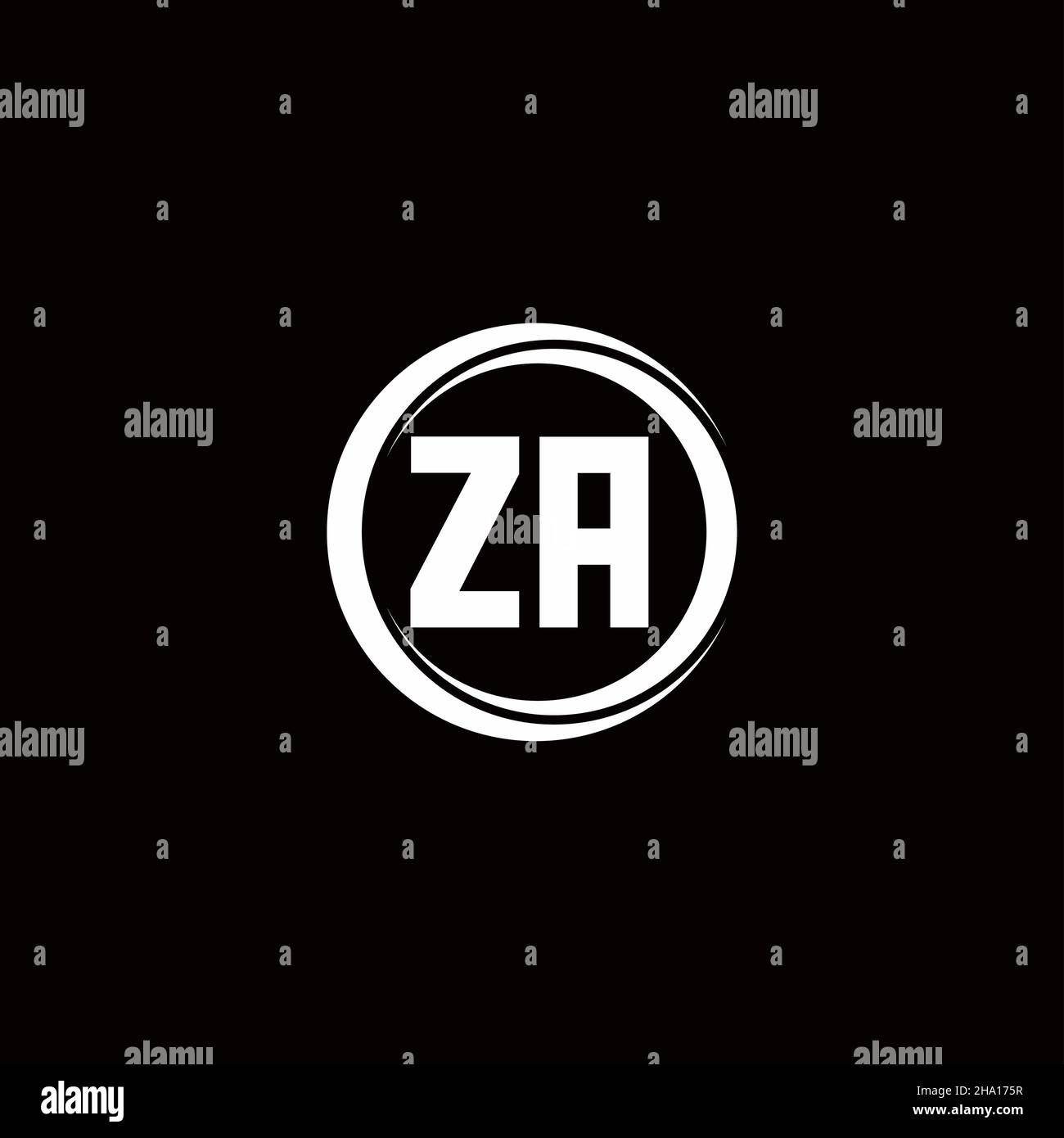 ZA logo initial letter monogram with circle slice rounded design ...