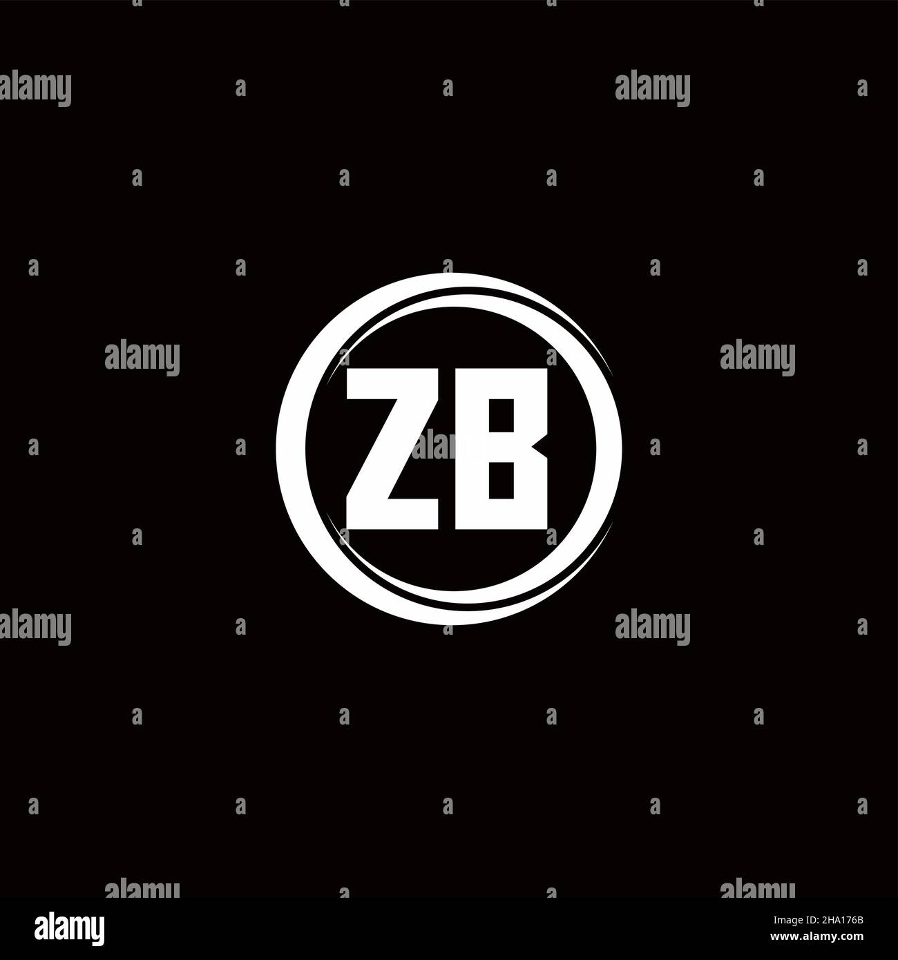 ZB logo initial letter monogram with circle slice rounded design ...