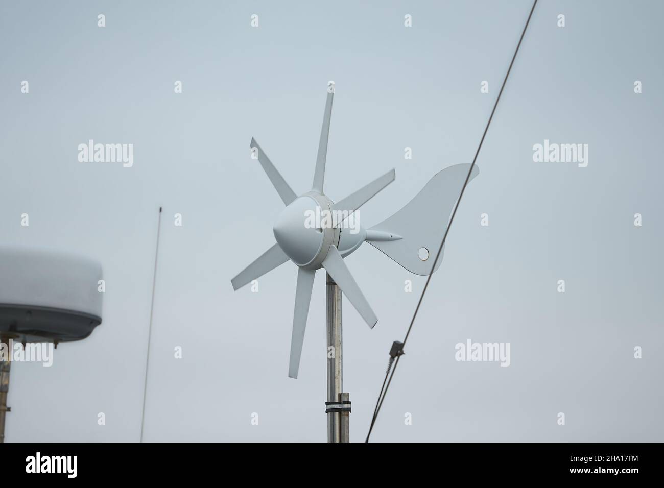 Wind Generator Turbine on Sailing Boat Moored in Harbour Stock Photo ...