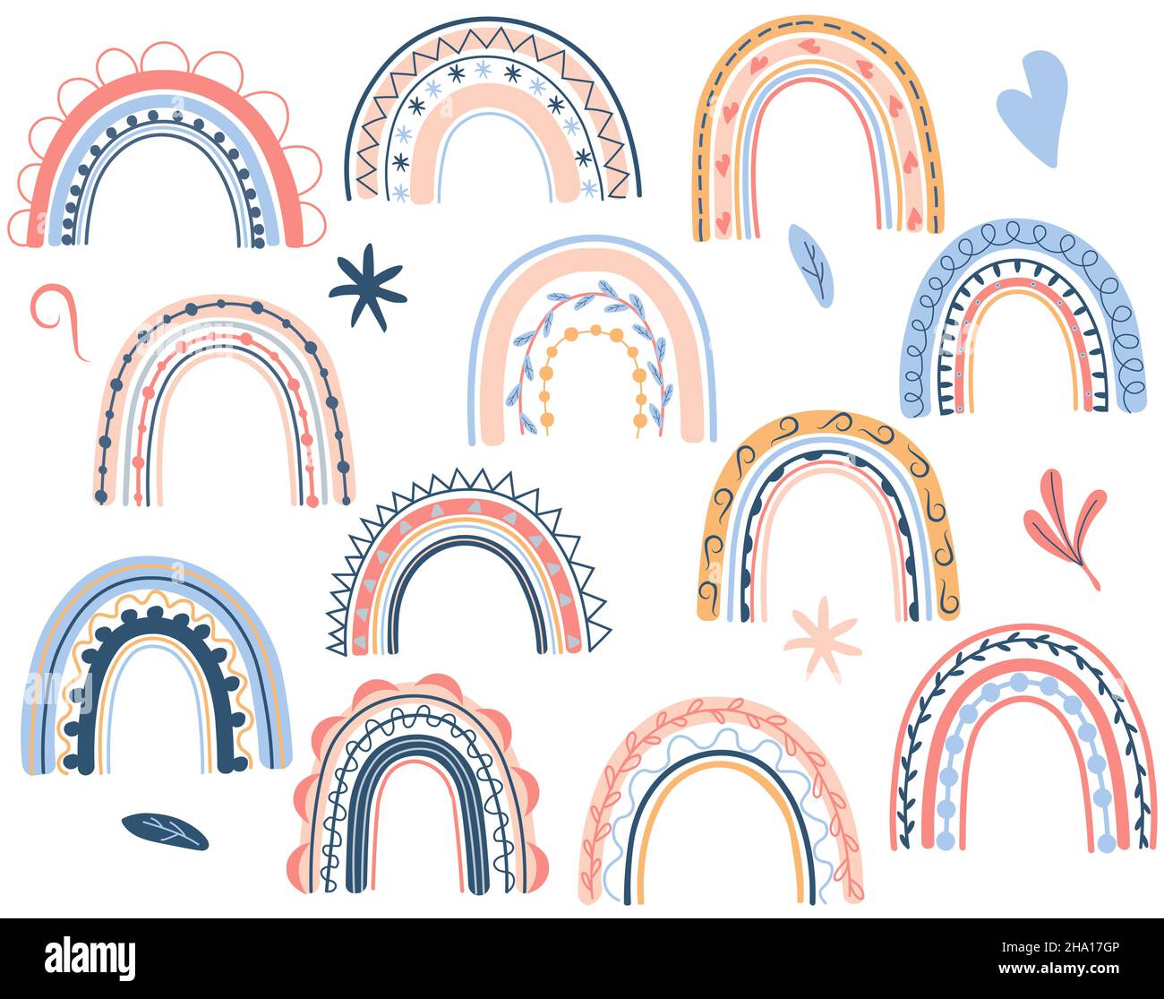 Set of Rainbows in pastel colors. Boho Rainbows perfect for kids ...