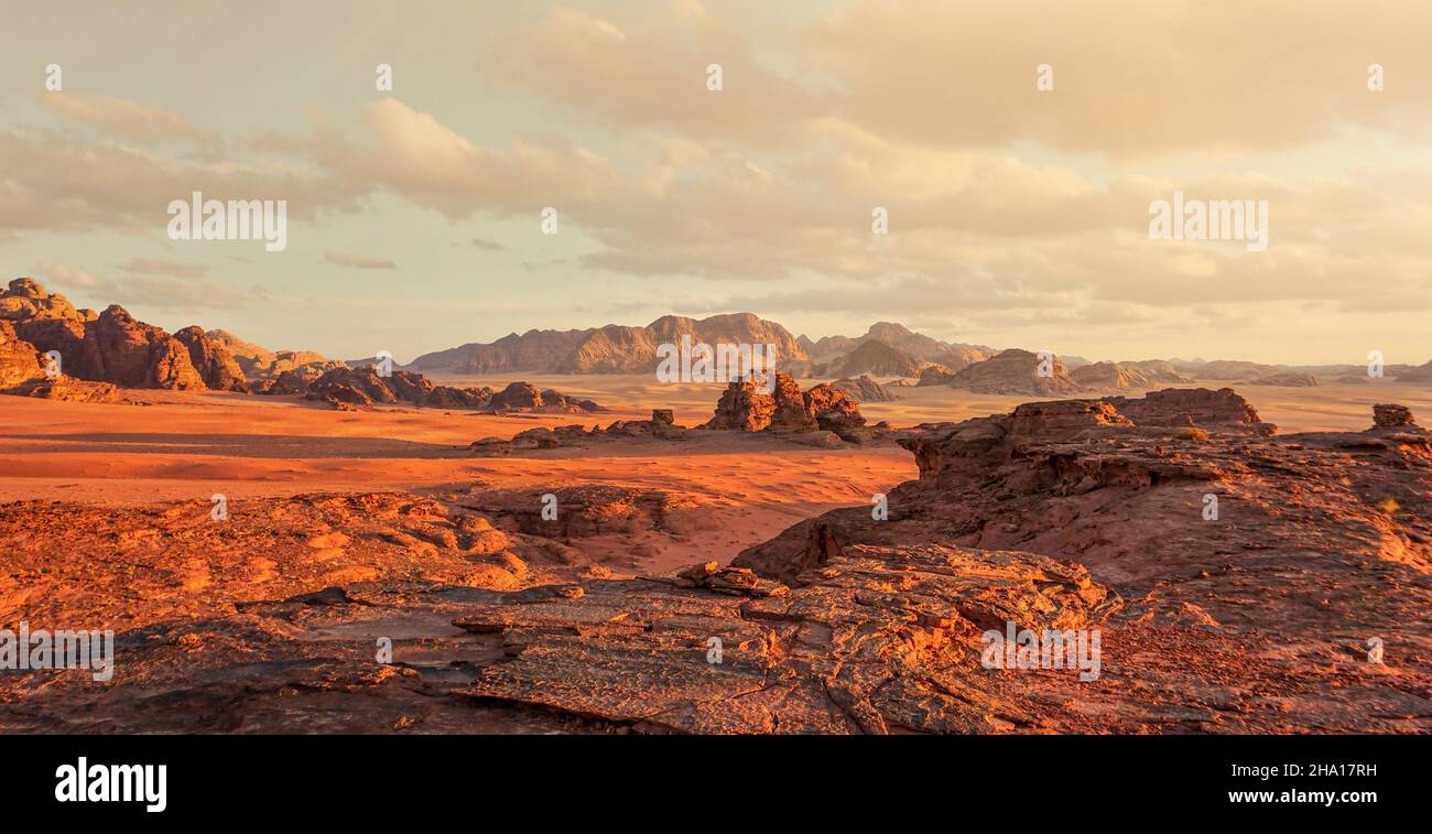 Red Mars like landscape in Wadi Rum desert, Jordan, this location was ...