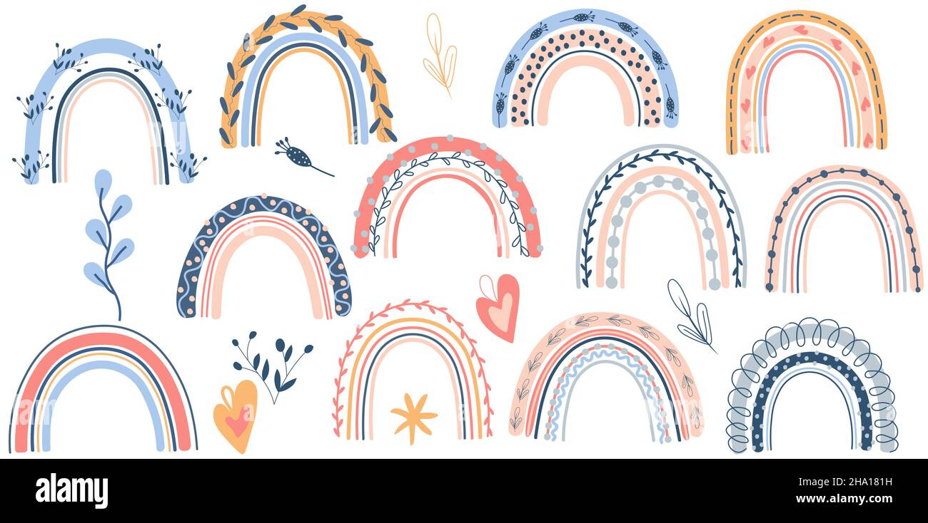 Set of Rainbows in pastel colors. Boho Rainbows perfect for kids ...