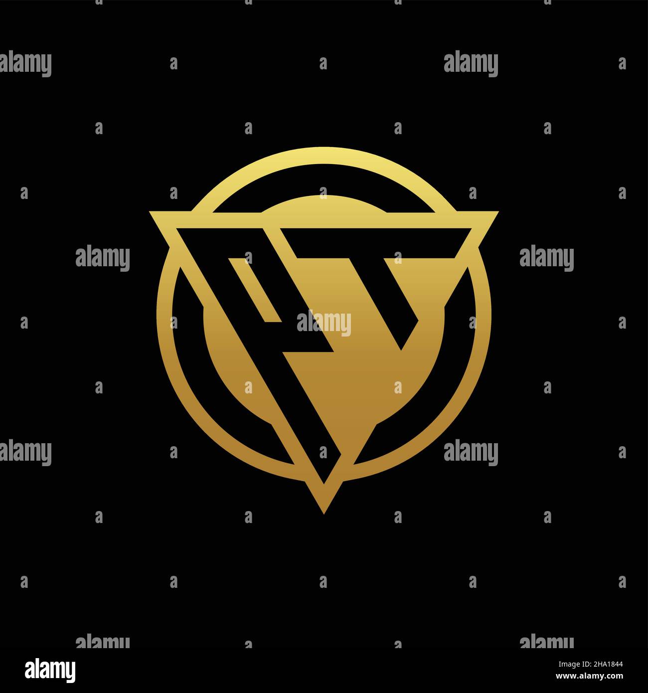 PT logo monogram with triangle shape and circle rounded style isolated ...