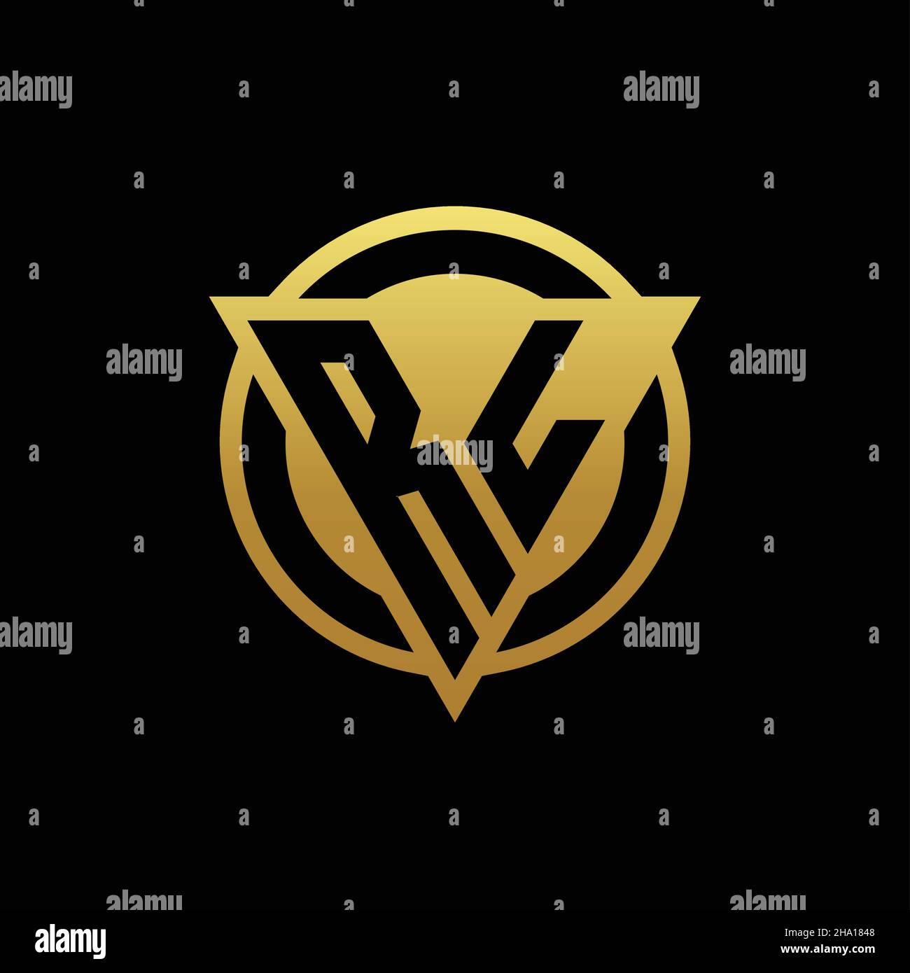 RL logo monogram with triangle shape and circle rounded style isolated ...