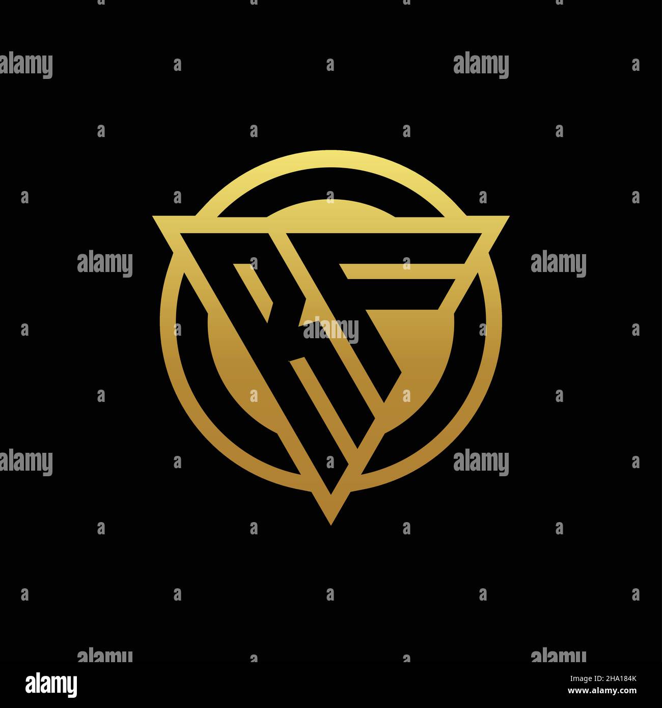 RF logo monogram with triangle shape and circle rounded style isolated ...