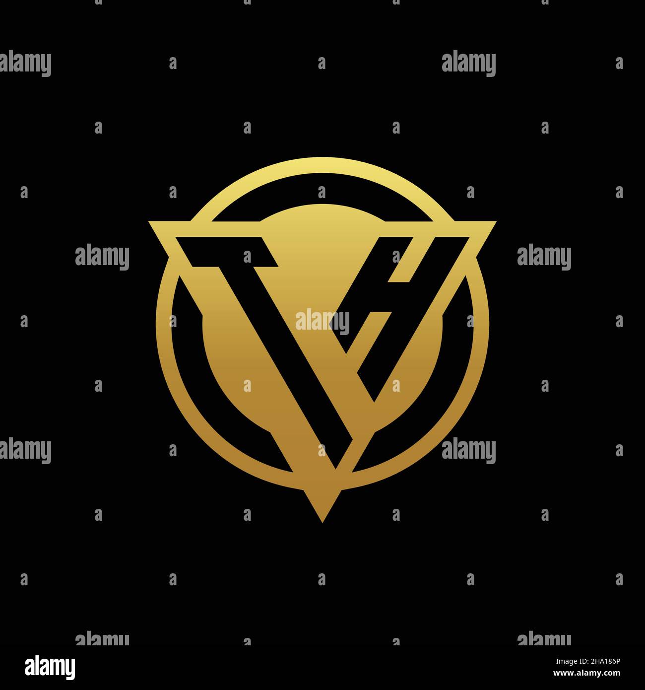 TH logo monogram with triangle shape and circle rounded style isolated ...