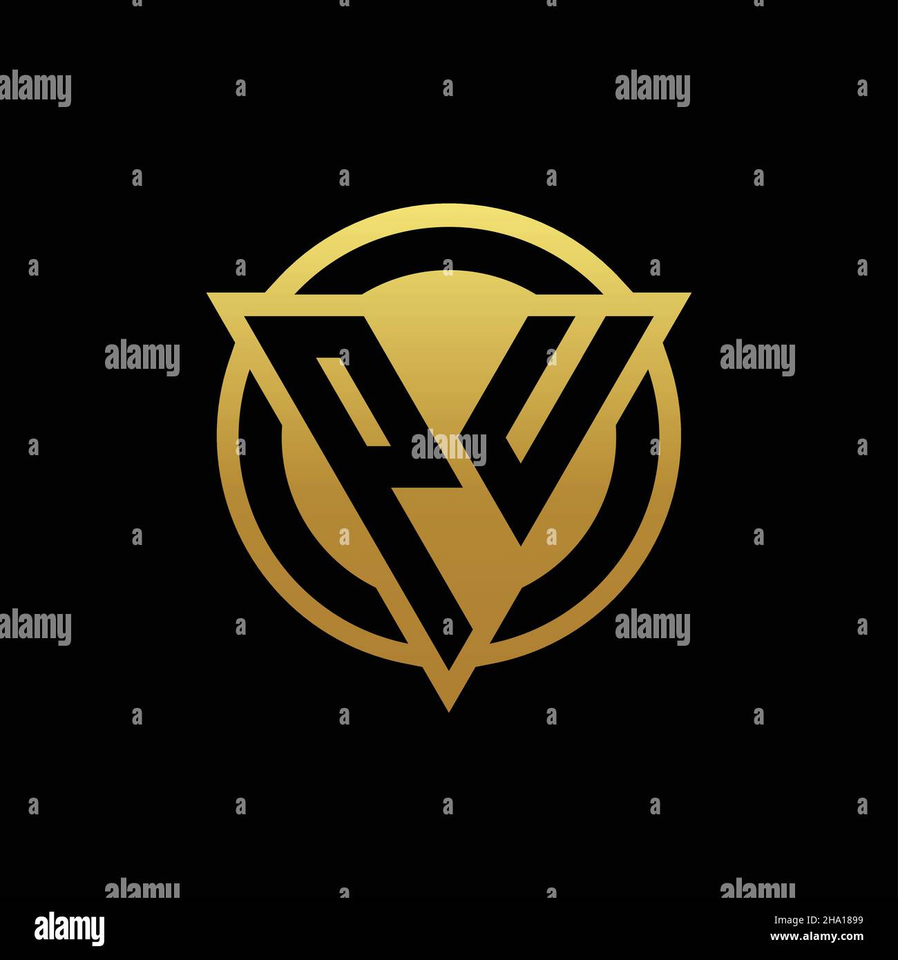 PU logo monogram with triangle shape and circle rounded style isolated ...