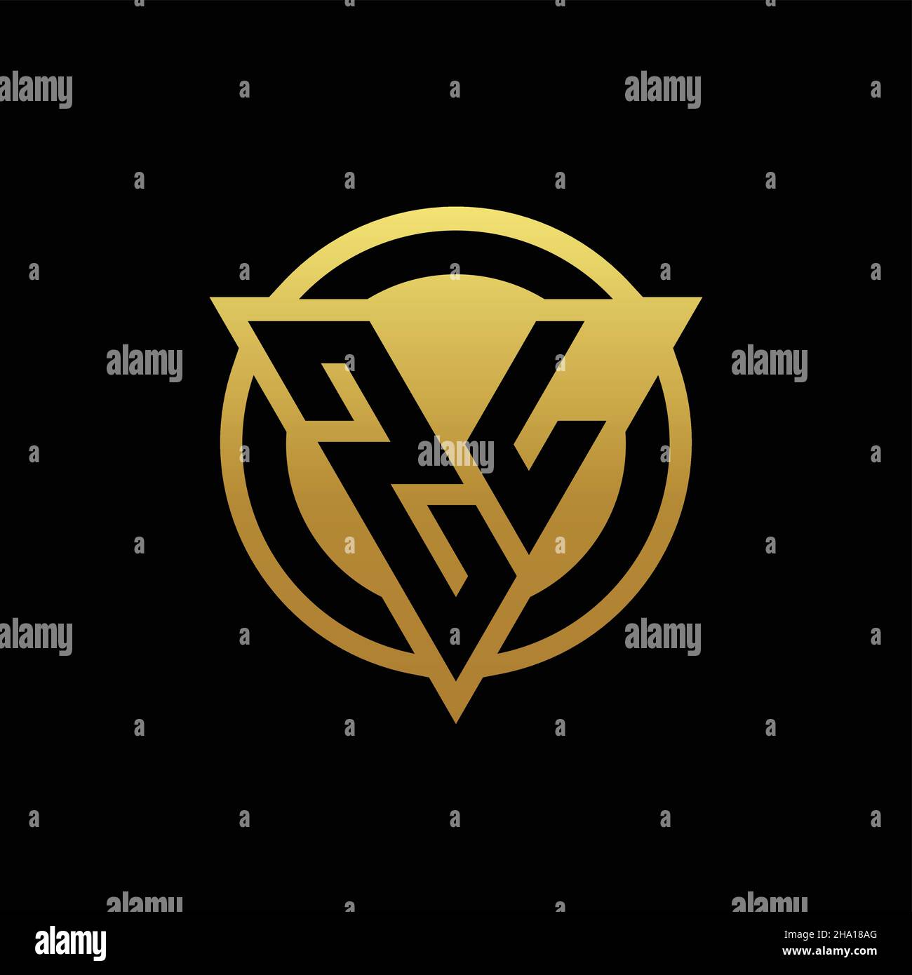 ZL logo monogram with triangle shape and circle rounded style isolated ...