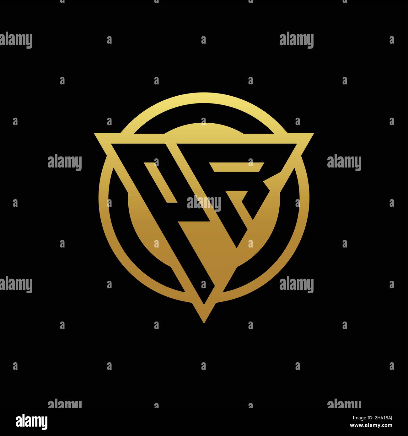 PR logo monogram with triangle shape and circle rounded style isolated ...