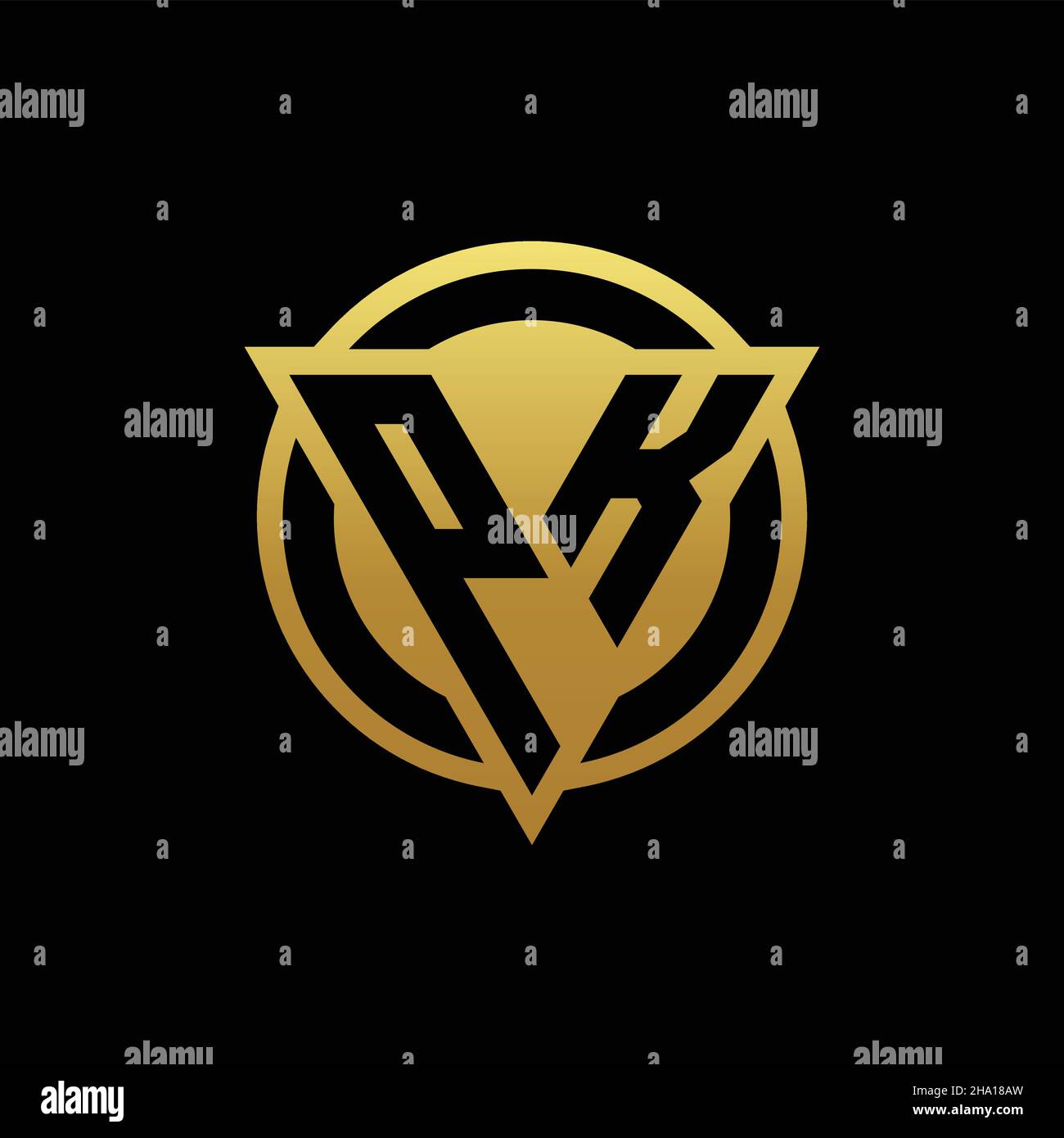 PK logo monogram with triangle shape and circle rounded style isolated ...