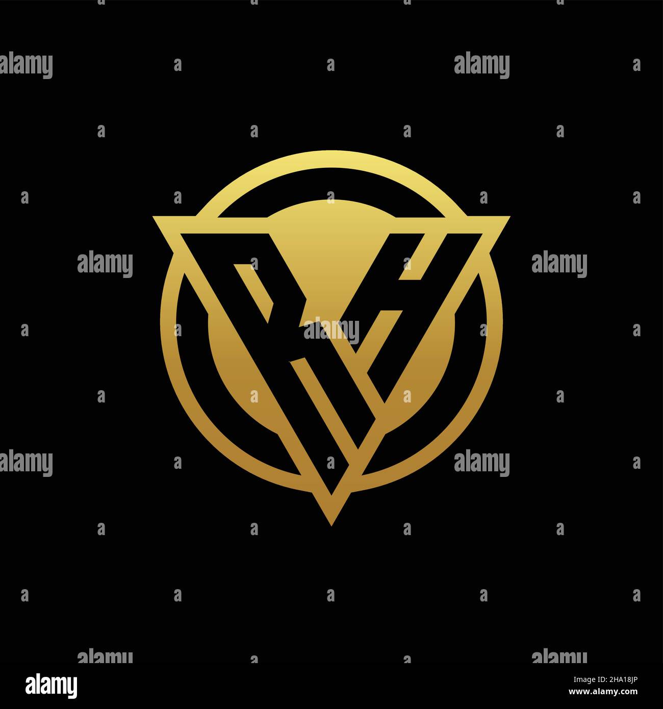 RH logo monogram with triangle shape and circle rounded style isolated ...