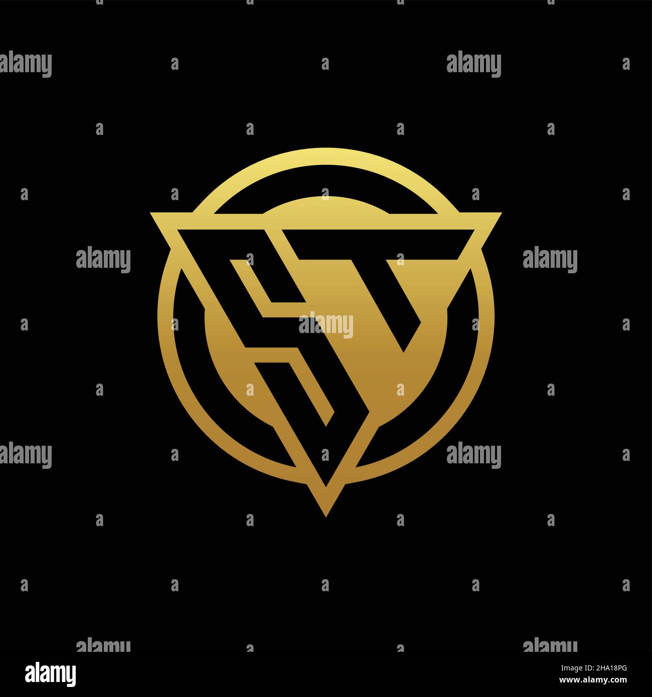 ST logo monogram with triangle shape and circle rounded style isolated ...