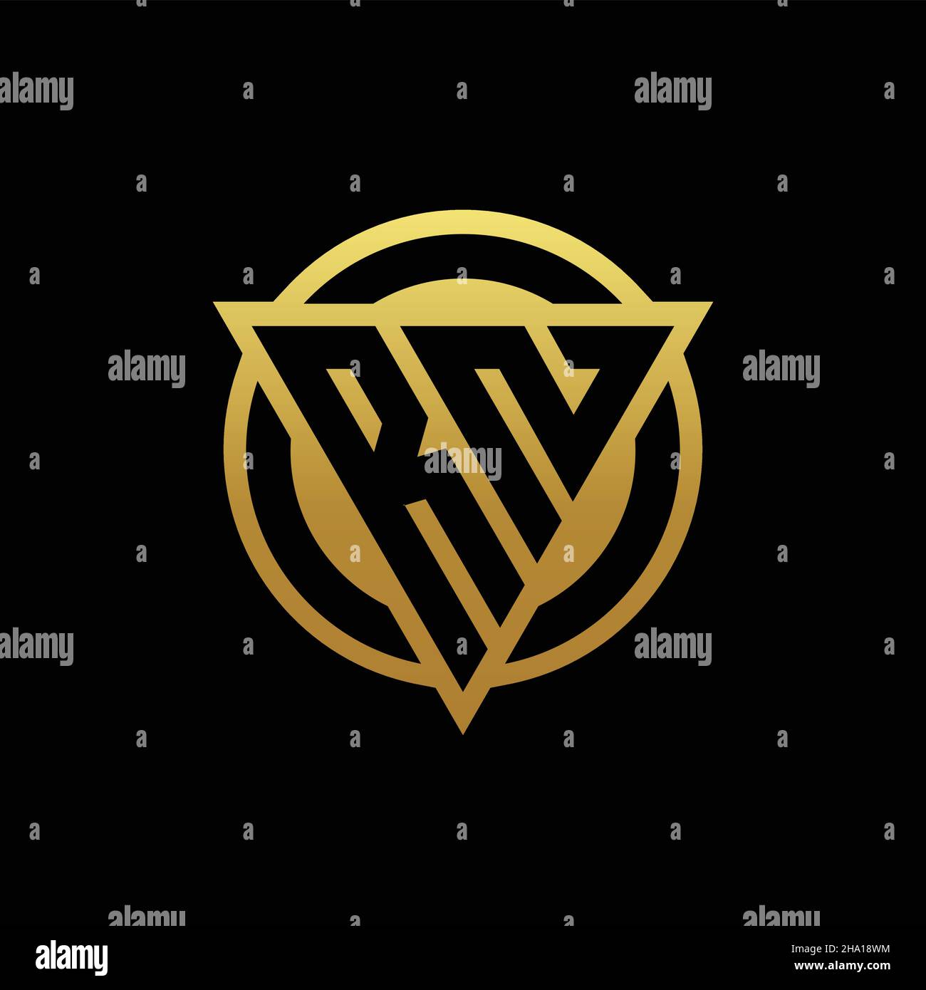 RN logo monogram with triangle shape and circle rounded style isolated ...