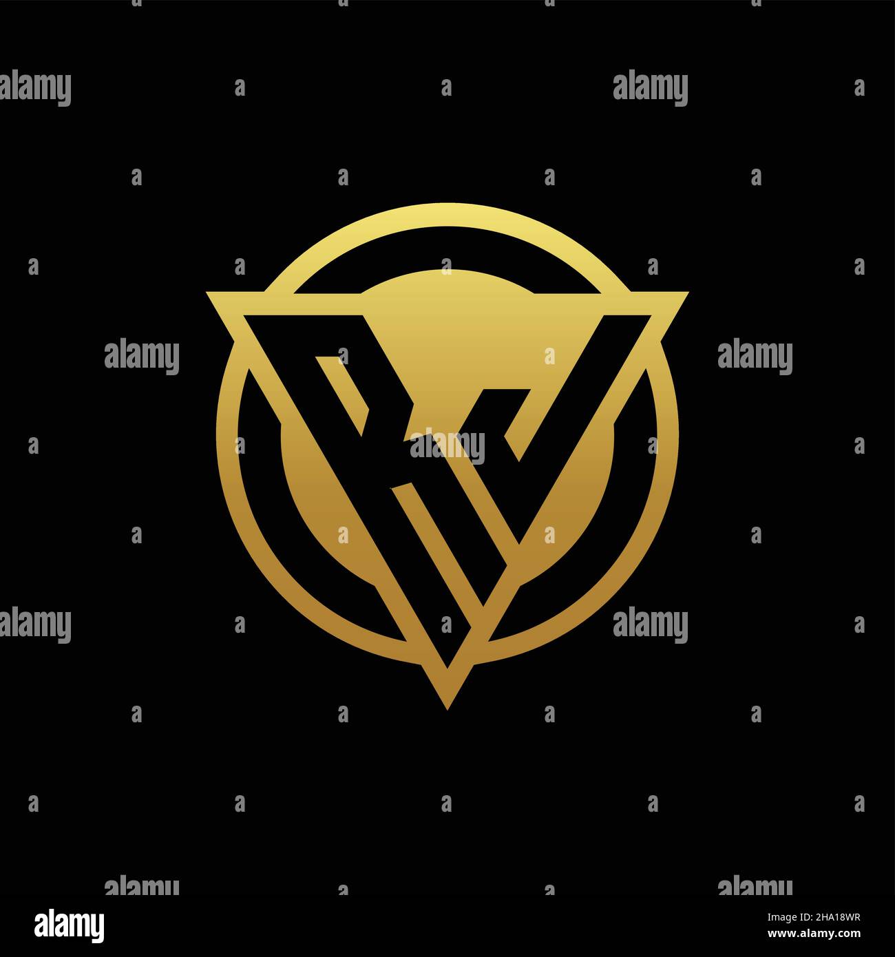 RJ logo monogram with triangle shape and circle rounded style isolated ...