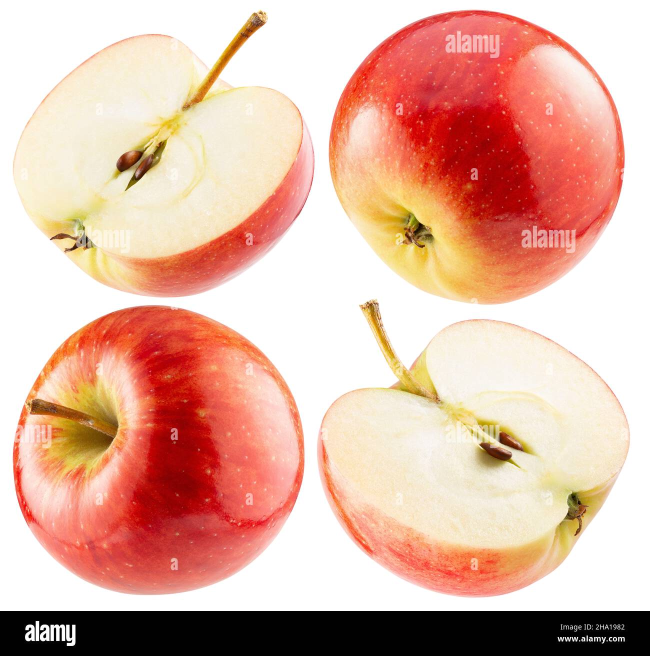 set of red apples isolated on a white background Stock Photo - Alamy