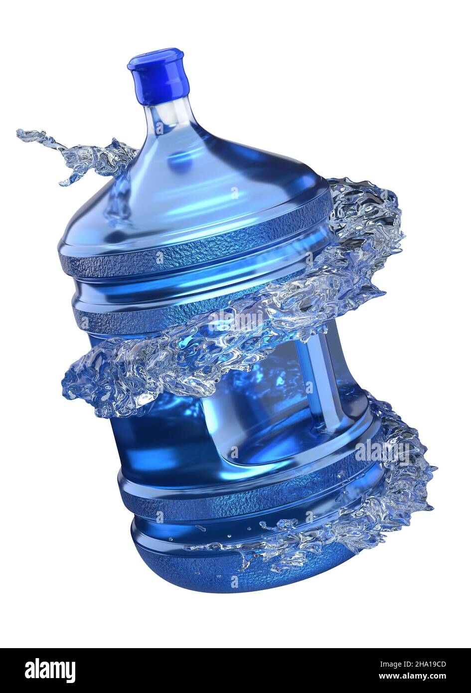big bottle of water in water splash isolated on a white background. 3d ...