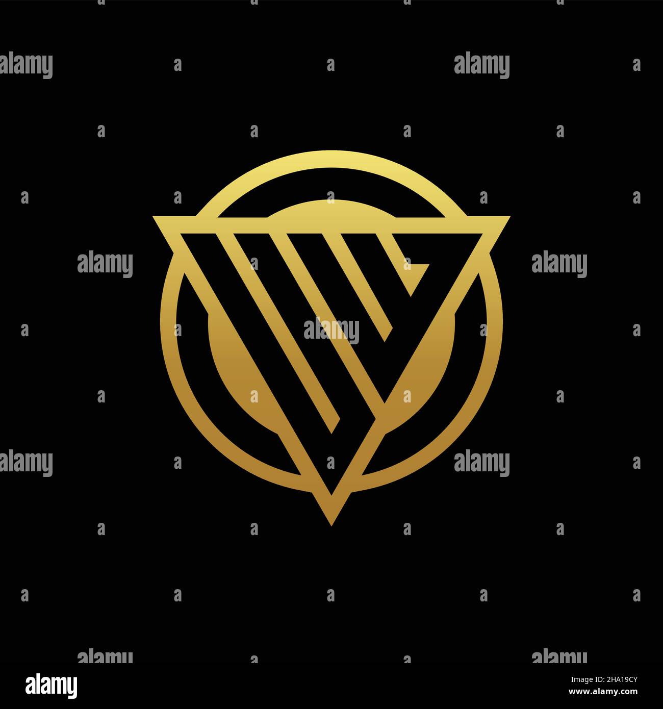 UW logo monogram with triangle shape and circle rounded style isolated ...
