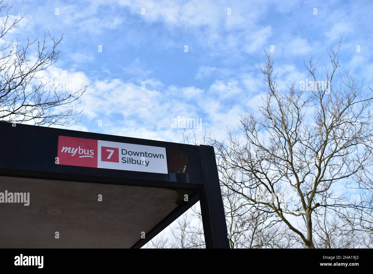 MyBus sign in Milton Keynes with copyspace. MyBus is a free shuttle bus ...