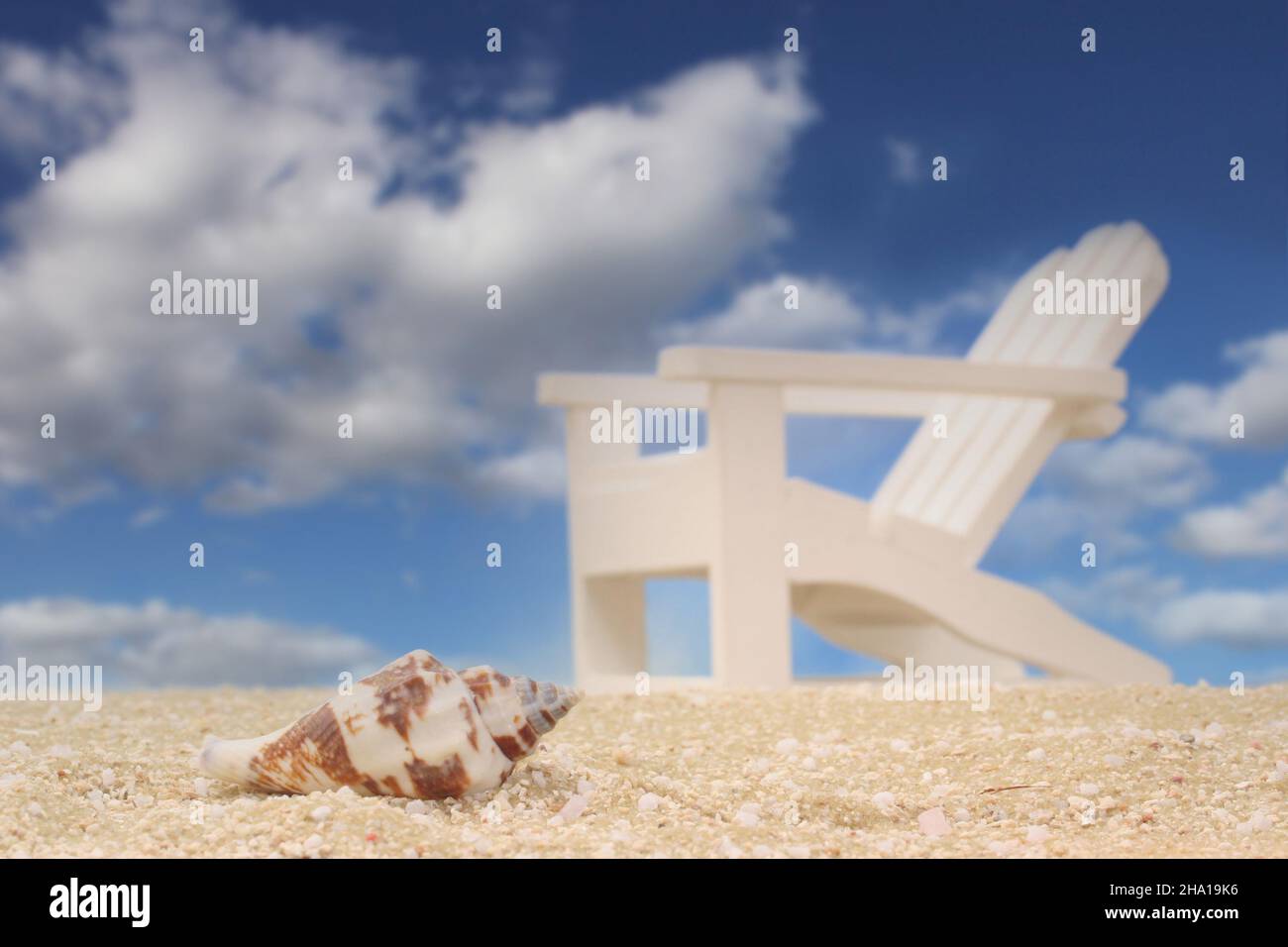 Sea Shell and Beach Chair, Shallow DOF, Focus on Shell Stock Photo - Alamy