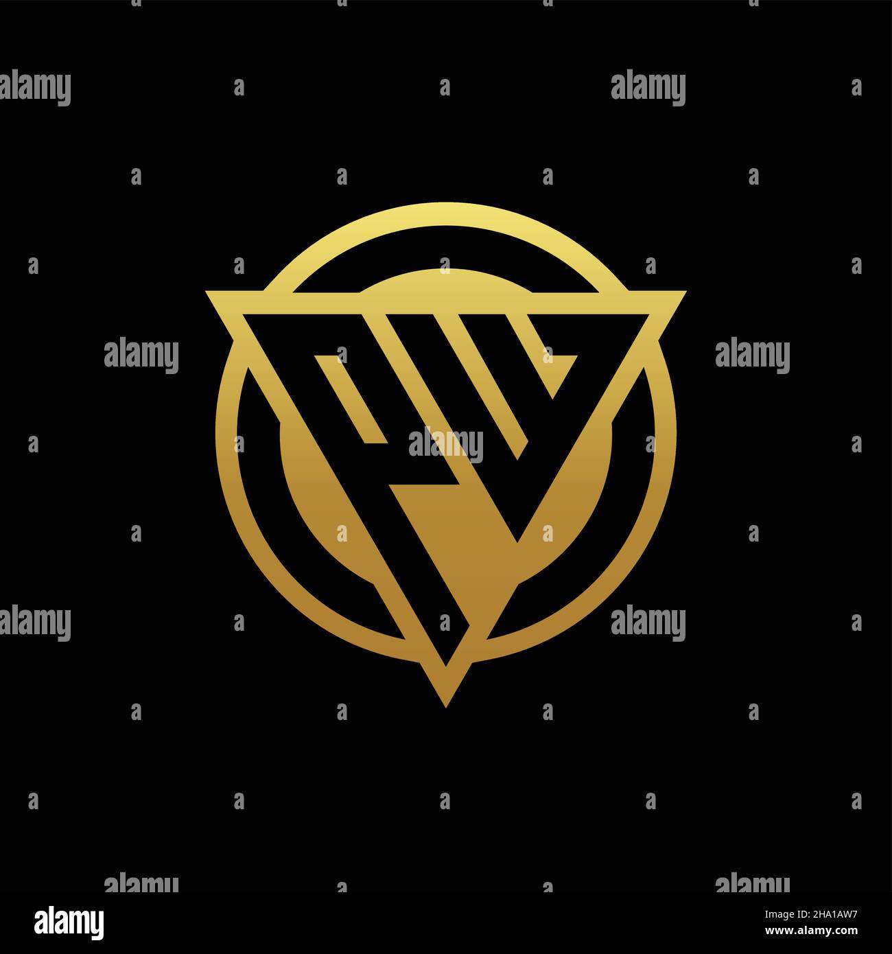 PW logo monogram with triangle shape and circle rounded style isolated ...