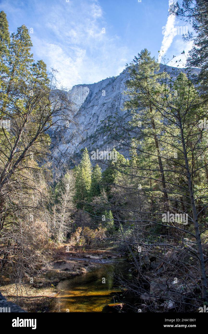 Tenaya Creek flows through Yosemite Valley in California Stock Photo ...