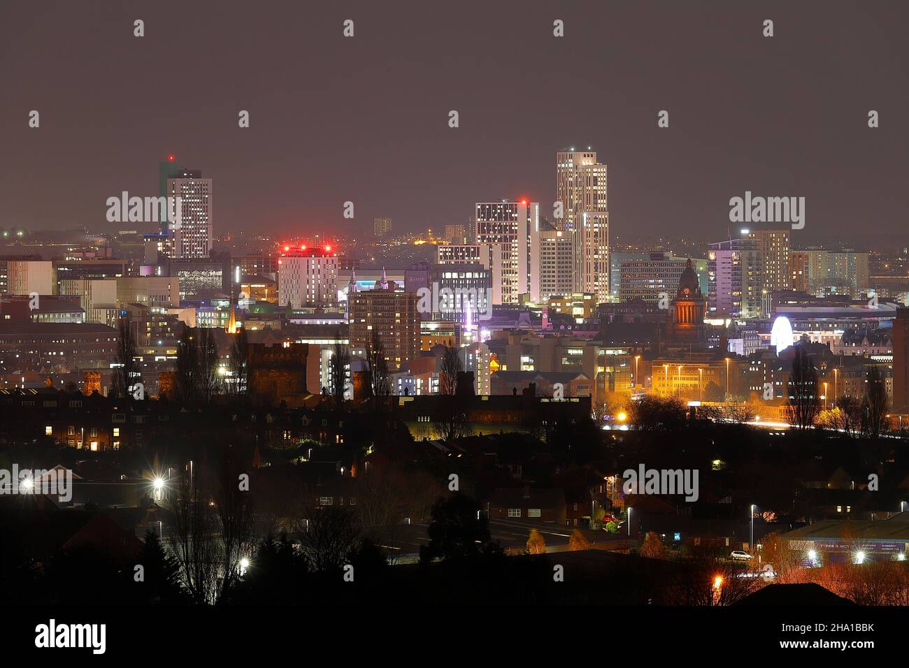 Leeds City Centre at night Stock Photo - Alamy