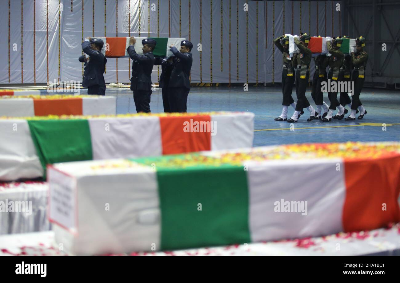 New Delhi, India. 09th Dec, 2021. Indian Army officers carry the ...