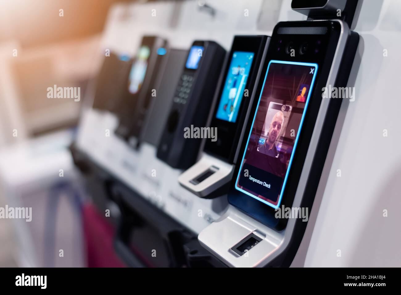 Finger print and face scan for enter security system Stock Photo - Alamy