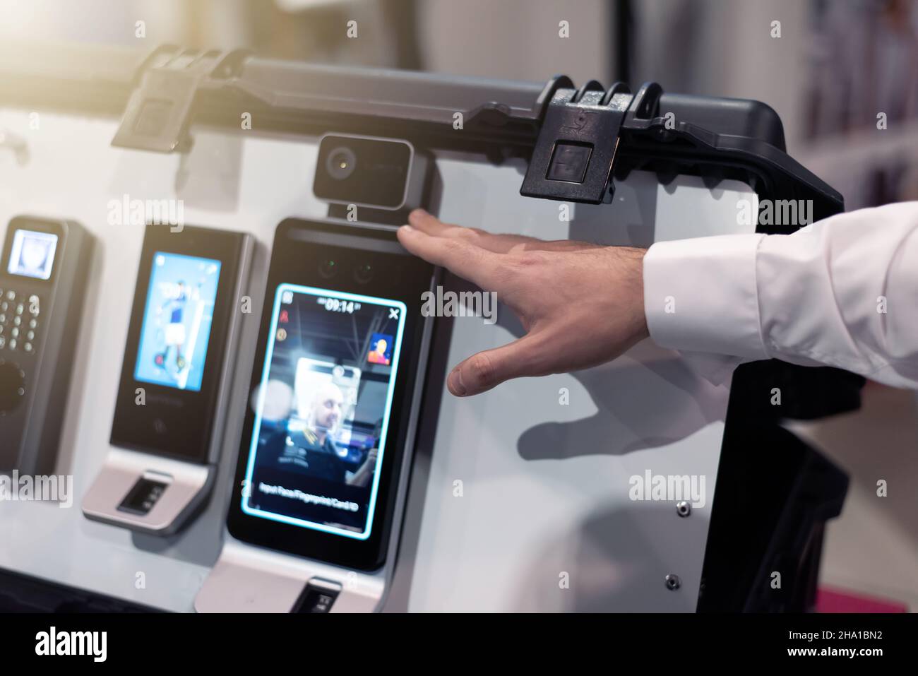 Finger print and face scan for enter security system Stock Photo - Alamy